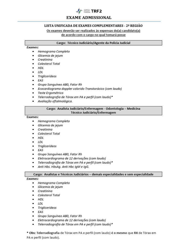 Lista-De-Exames Compensando TRF 2 Concurso | PDF
