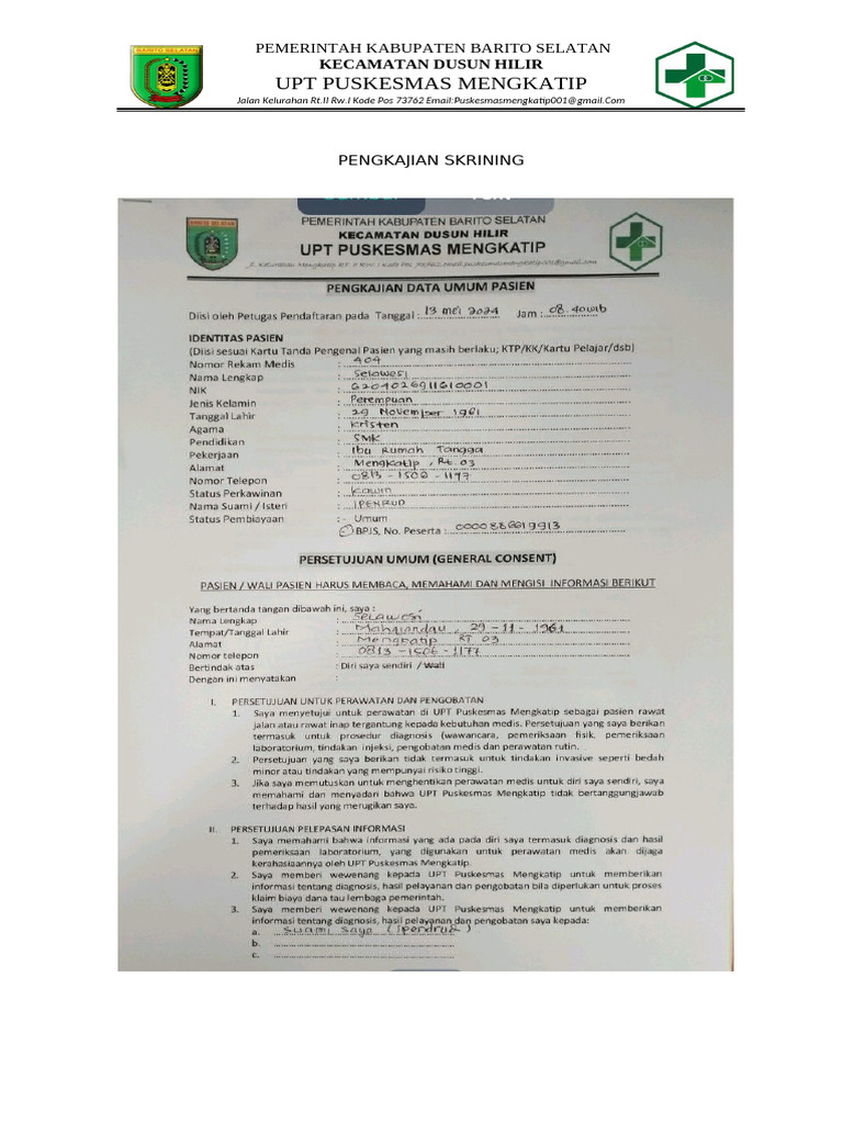 3.2.1.3 Bukti Pengkajian Skrining | PDF