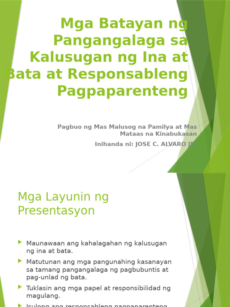 Mga Batayan NG Pangangalaga Sa Kalusugan NG Ina at Bata at ...
