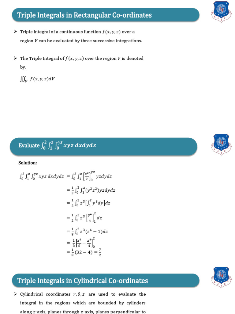 CH-6 - Multiple Integrals - Part-3 | PDF | Differential Geometry | Analytic Geometry