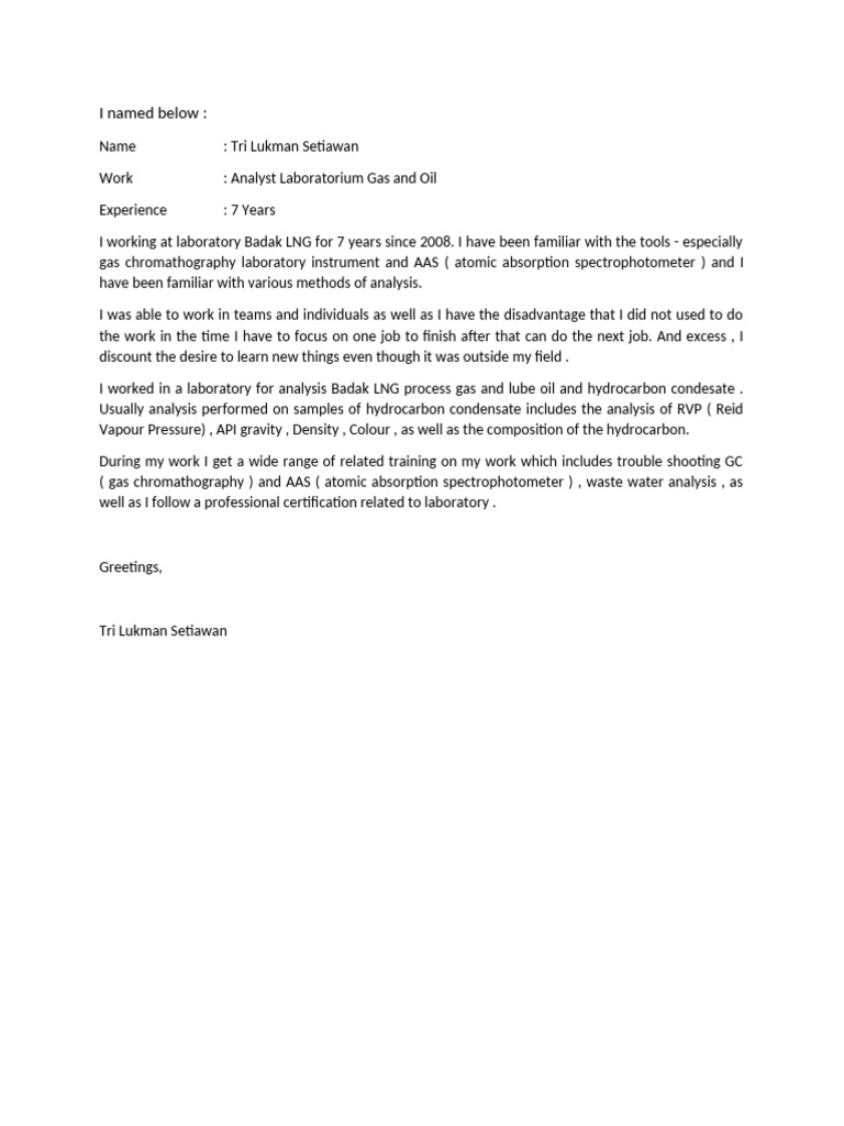 Gas and Oil Laboratory Analyst Profile | PDF