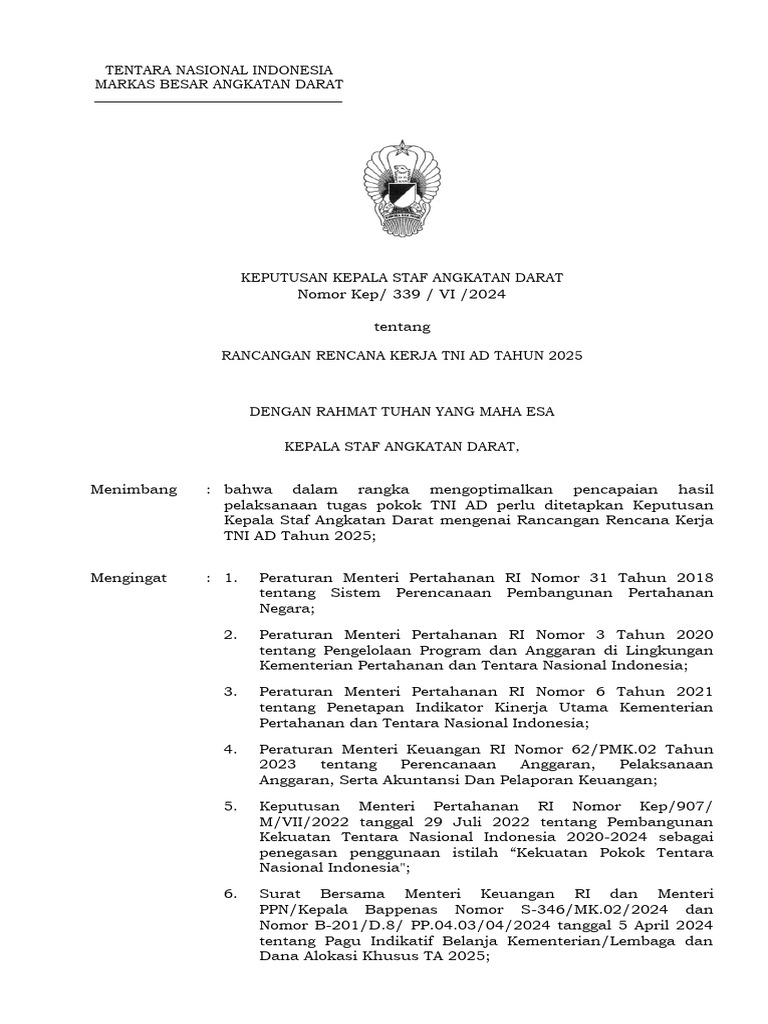 Kep Kasad Rarenja Tahun 2025 | PDF