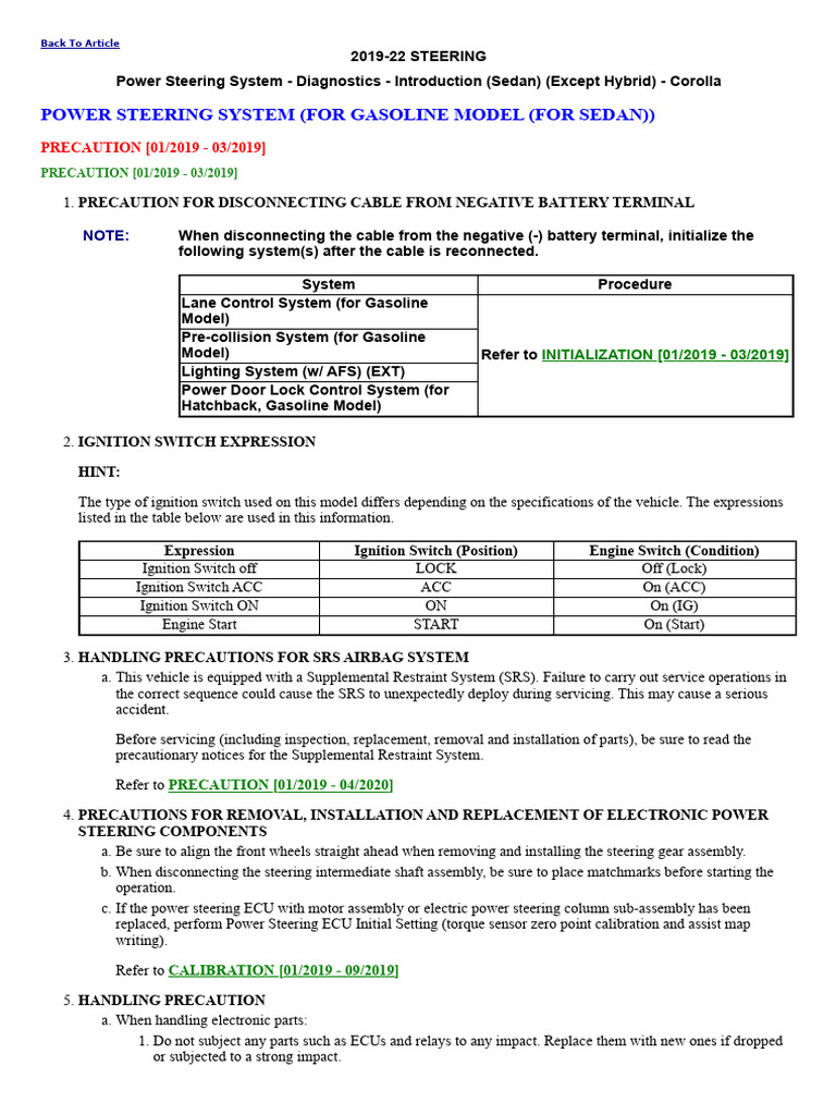 STEERING Power Steering System - Diagnostics - Introduction (Sedan ...