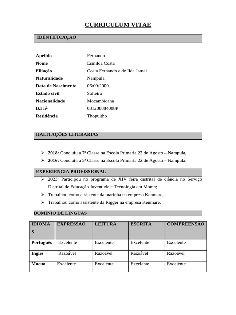 CV Esmilda - 112819 | PDF