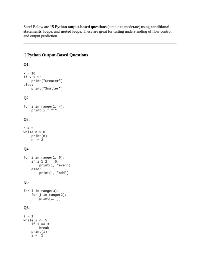 Output Finding Questions Revision Tour | PDF
