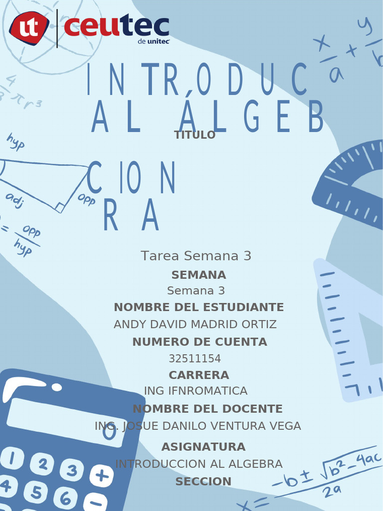 Documento A4 Portada Proyecto de Matemáticas Ilustrado Azul | PDF