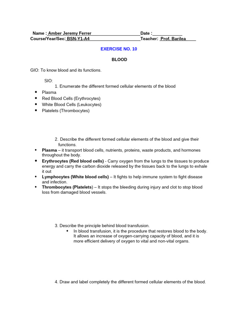 LAB EXERCISE - Blood | PDF