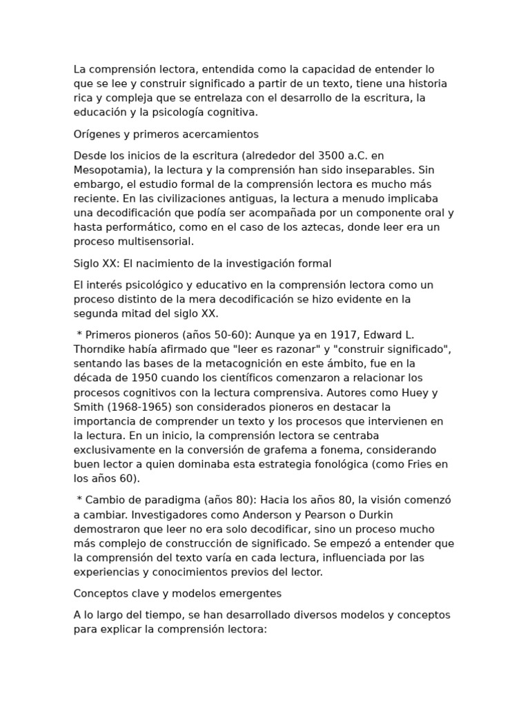 Historia y marco legal de la comprensión lectora | PDF | Comprensión ...