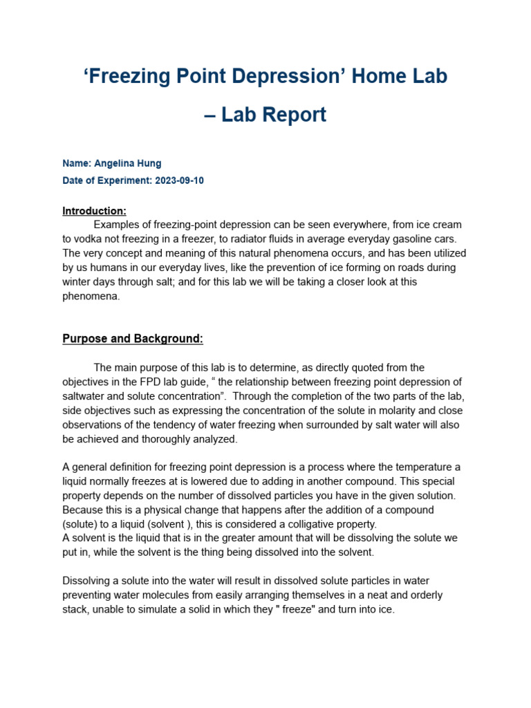 Freezing Point Depression | PDF | Solvation | Salt (Chemistry)
