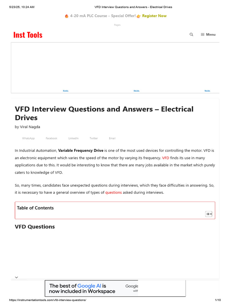 VFD Interview Questions and Answers - Electrical Drives | PDF | Power Inverter | Electric Motor