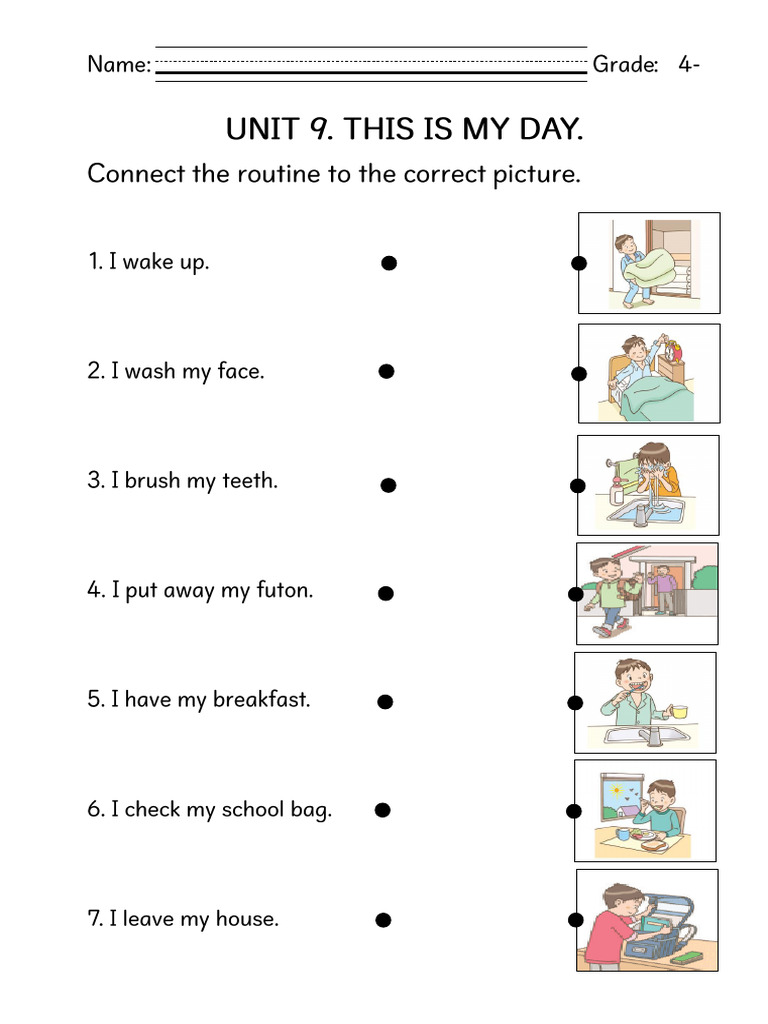 Let's Try 2 Grade 4 Routine Matching Worksheet | PDF