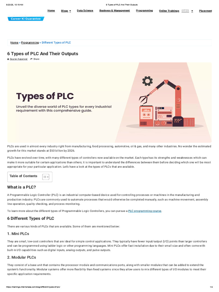 6 Types of PLC and Their Outputs | PDF | Programmable Logic Controller ...