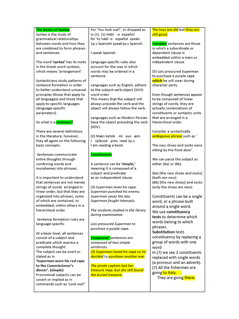 Understanding Syntax Basics | PDF | Phrase | Syntax