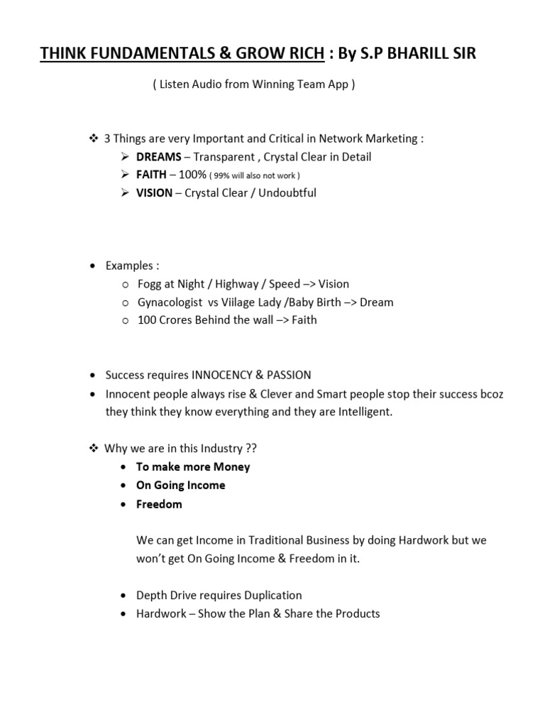 Wt-Think Fundamentals & Grow Rich | PDF