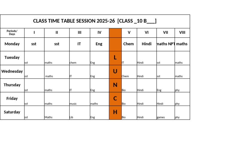 Format of Class Time Table-1 | PDF