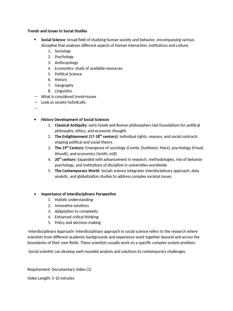 Trends and Issues in Social Studies Notes Based On Discussion | PDF