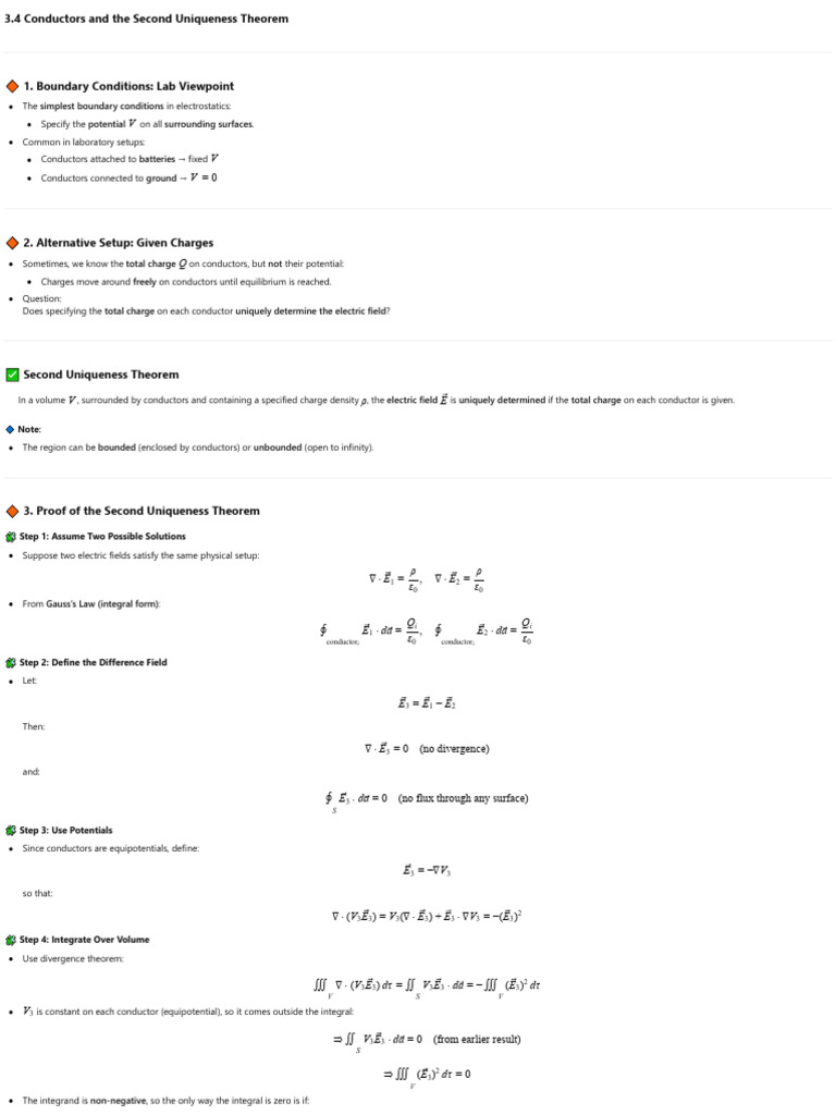 04 Lecture Notes Conductors and Second Uniqueness Theorems. | PDF ...
