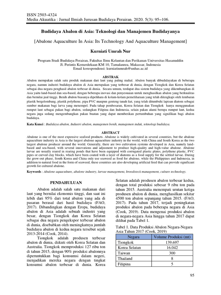 Teknologi Budidaya Abalon di Asia | PDF