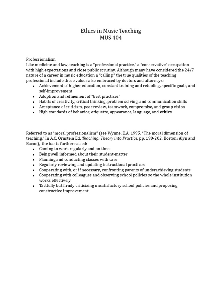 ethics in music teaching | PDF | Disciplines | Teachers