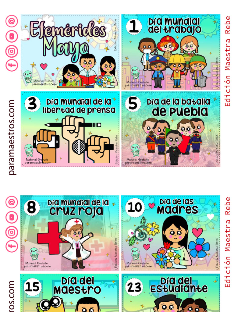 Efemérides Mayo Paramaestroscom Material Gratuito Edición Maestra Rebe ...