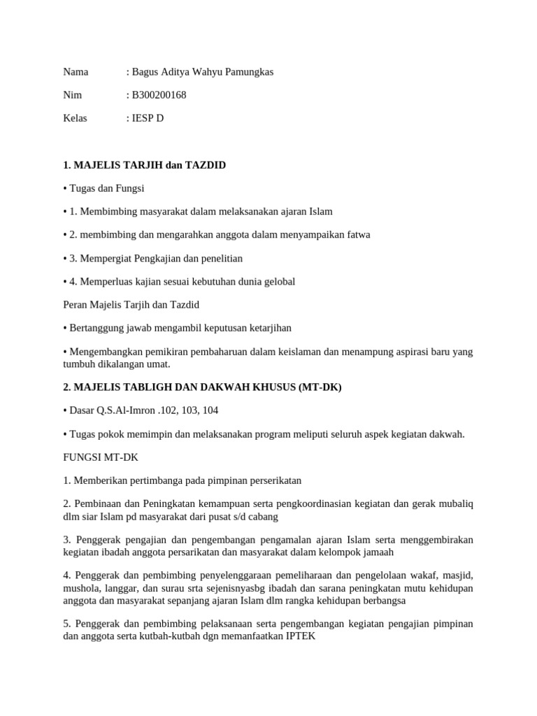 Bagus Aditya Wahyu Pamungakas - B300200168 - D - Tugas Pertemuan 5 | PDF