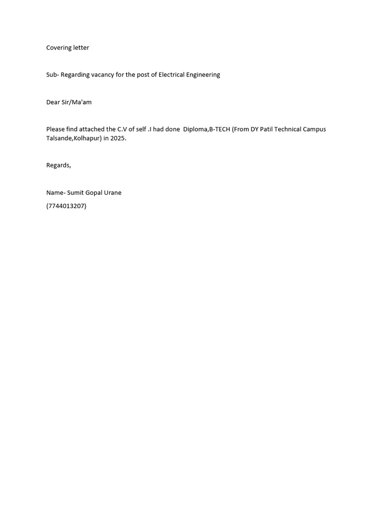 Cover Letter | PDF