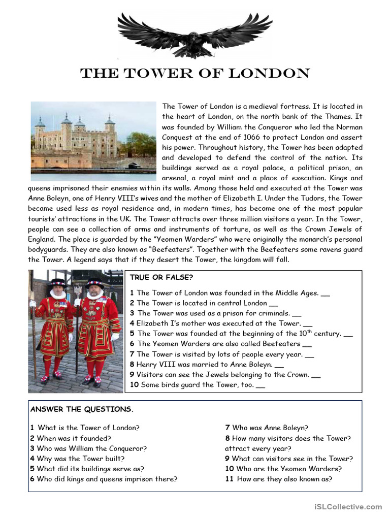 Reading Comprehension - The Tower of London | PDF