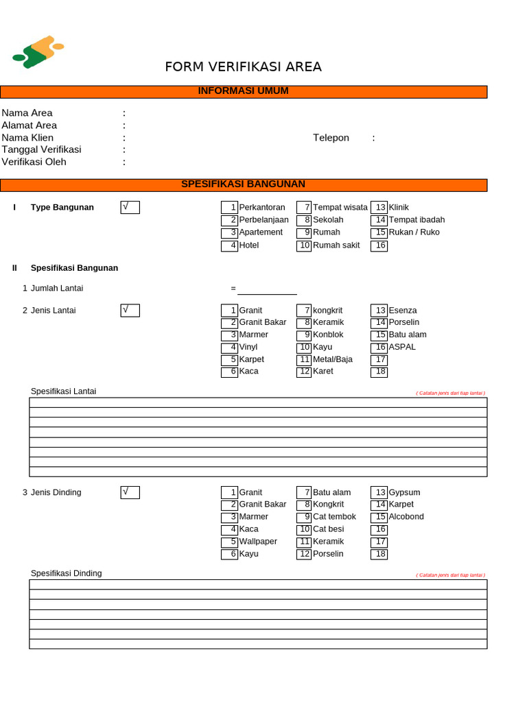 Form Verifikasi Area Bangunan | PDF