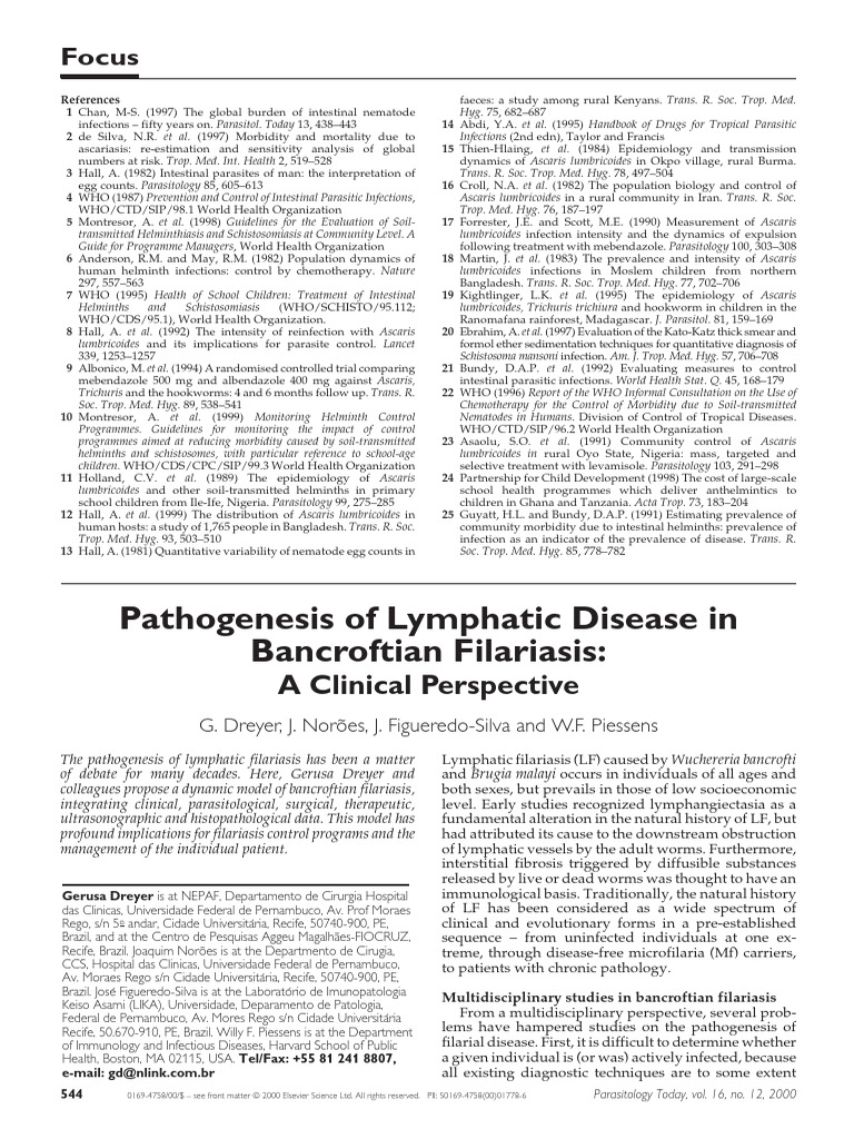 Pathogenesis of Lymphatic Disease in Bancroftian Filariasis - A ...