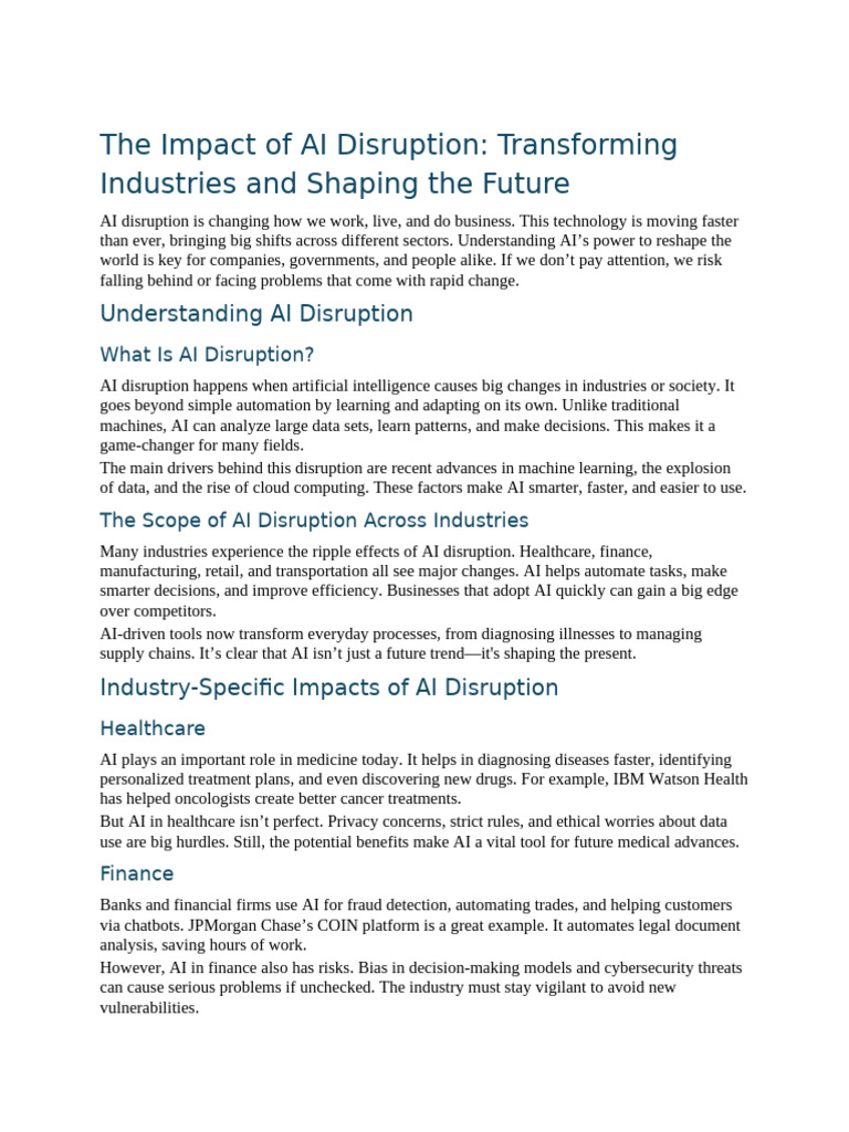 The Impact of AI Disruption | PDF | Artificial Intelligence ...