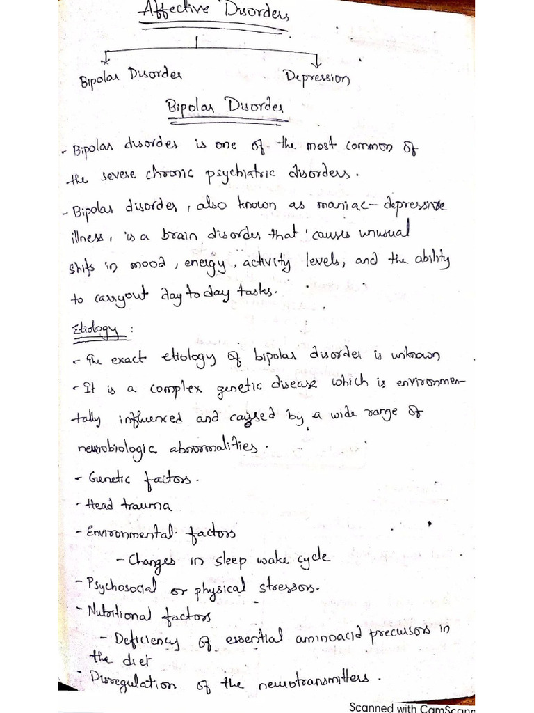 Affective Disorder Written Notes | PDF