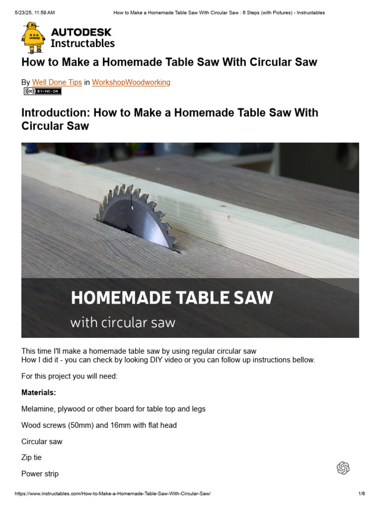 How to Make a Homemade Table Saw With Circular Saw _ 6 Steps (With Pictures) - Instructables ...