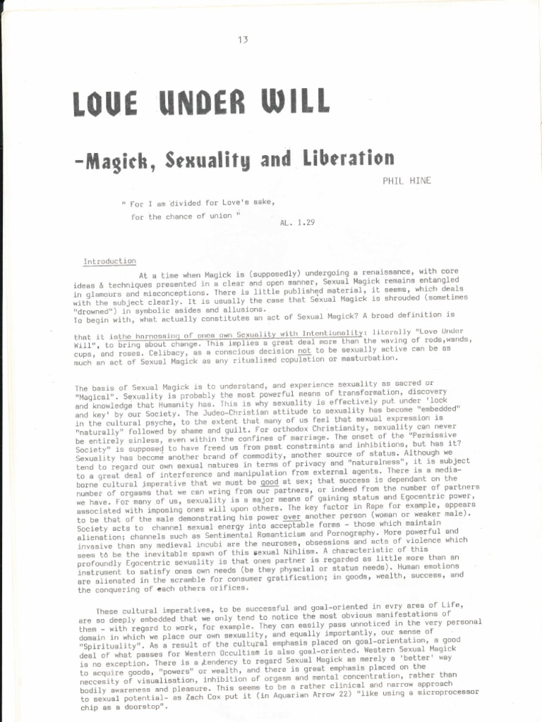 Love Under Will - Magick, Sexuality and Liberation | PDF | Magic ...