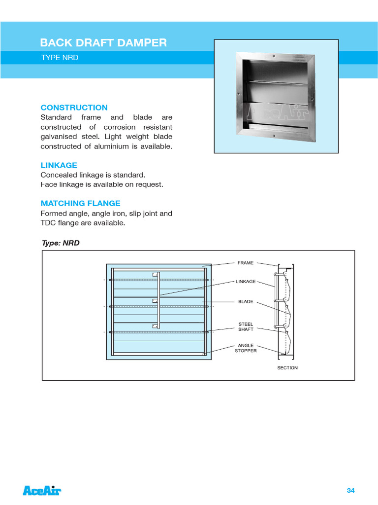 NRD Back Draft Damper Specifications | PDF