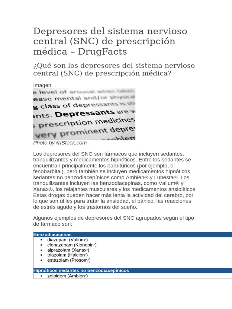 Medicamentos Depresores del SNC | PDF | Benzodiazepinas | Despachador ...