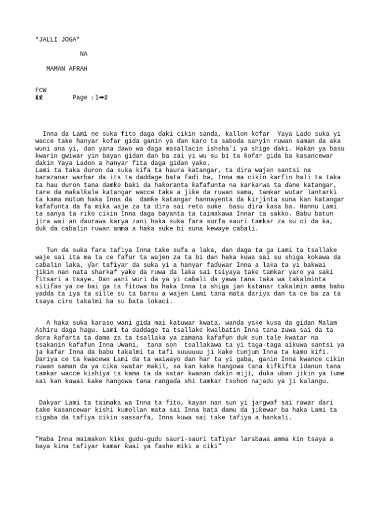 JALLI JOGA FREE Book Complete by Maman Afra .TXT by Abooks - Com.ng | PDF