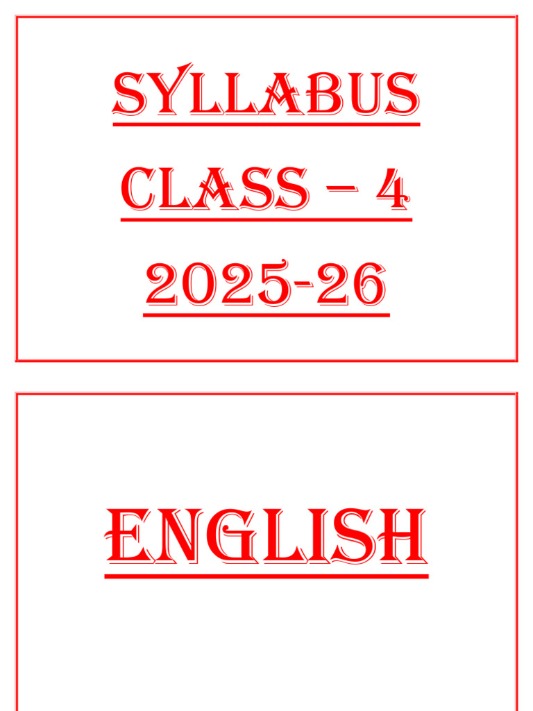 Class 4 Syllabus 2025-26 Overview | PDF | Subject (Grammar) | English ...