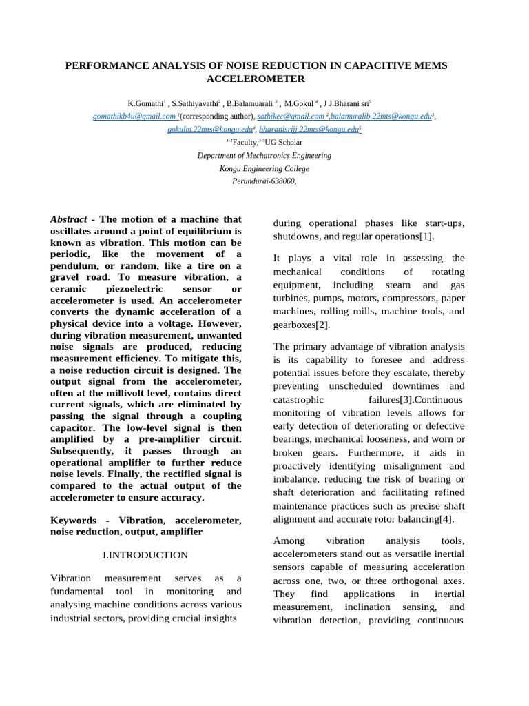 Noise Reduction Final | PDF | Amplifier | Accelerometer