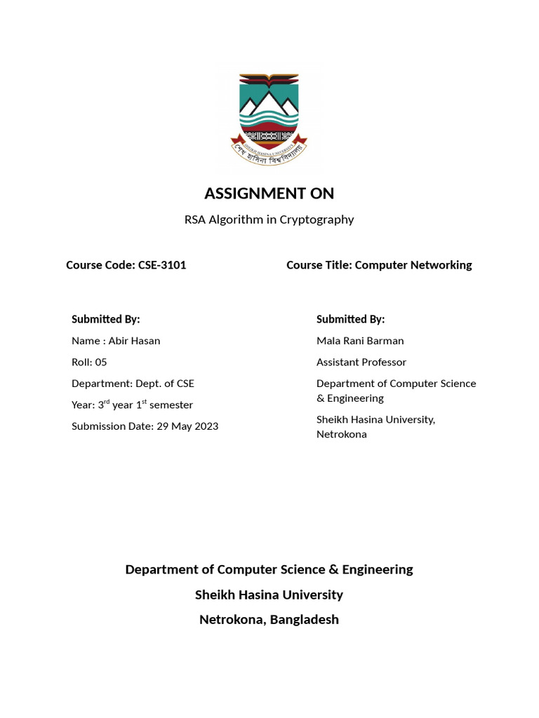 Abir Hasan Assignment Cover Page | PDF