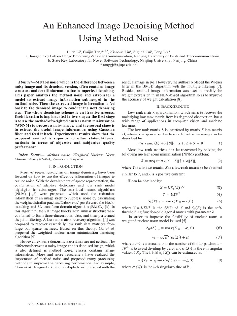 5. an Enhanced Image Denoising Method | PDF | Matrix (Mathematics) | Normal Distribution