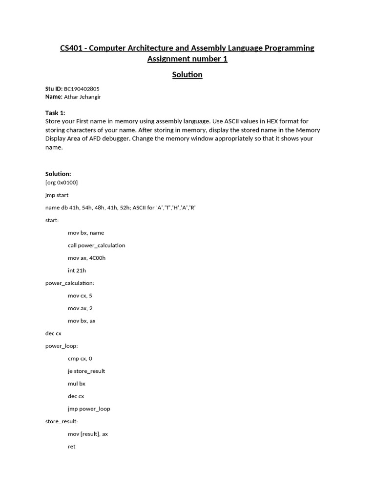 CS401 Assignment 1 | PDF