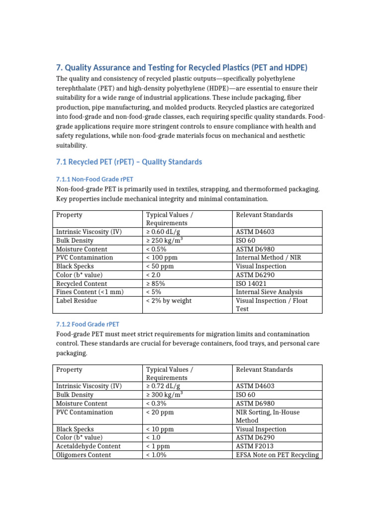 Quality Standards for Recycled Plastics | PDF | Amorphous Solid ...
