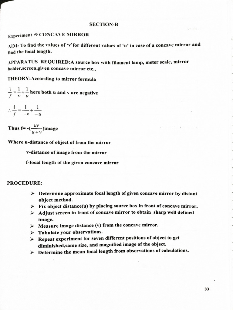 Concave Mirror | PDF