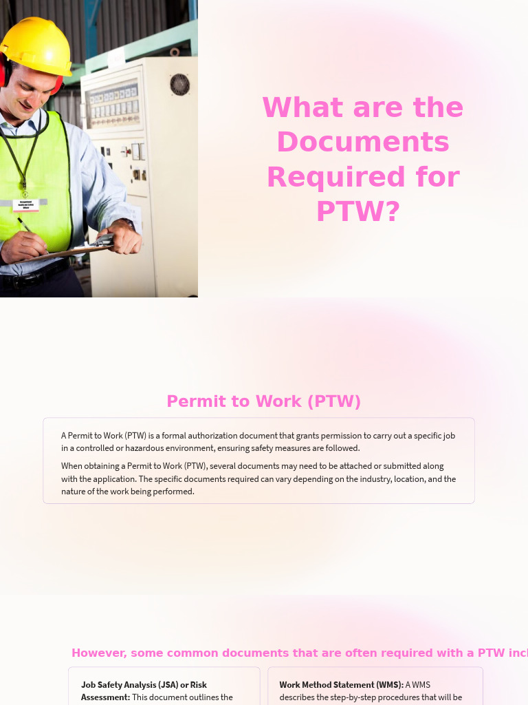 Documents Required For PTW | PDF | Safety | Occupational Safety And Health