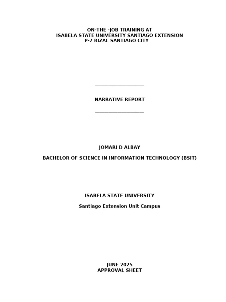On-the-Job Training Report: BSIT 2025 | PDF