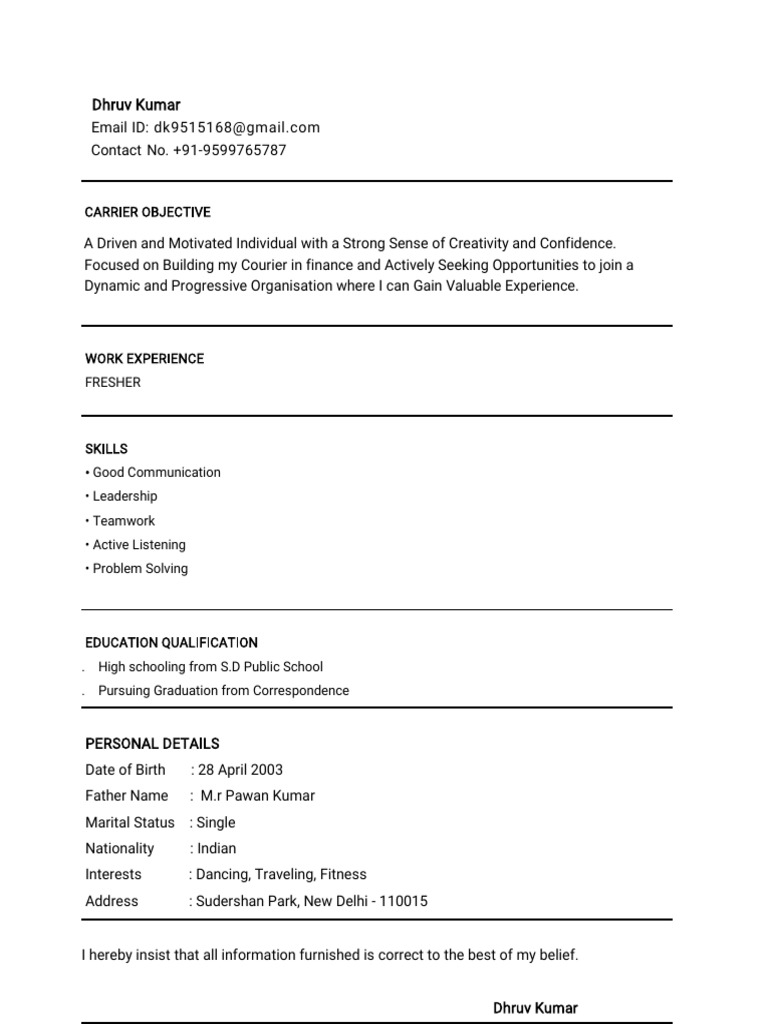 Dhruv Kumar Resume | PDF