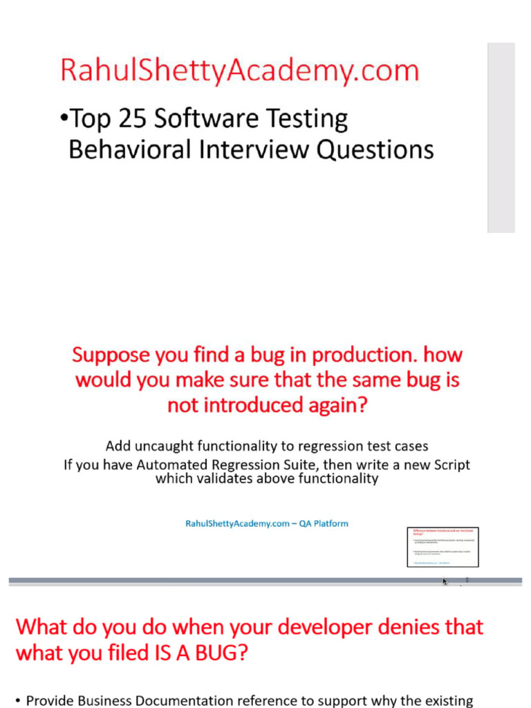 Top 25 Interview Questions by Rahul Shetty | PDF