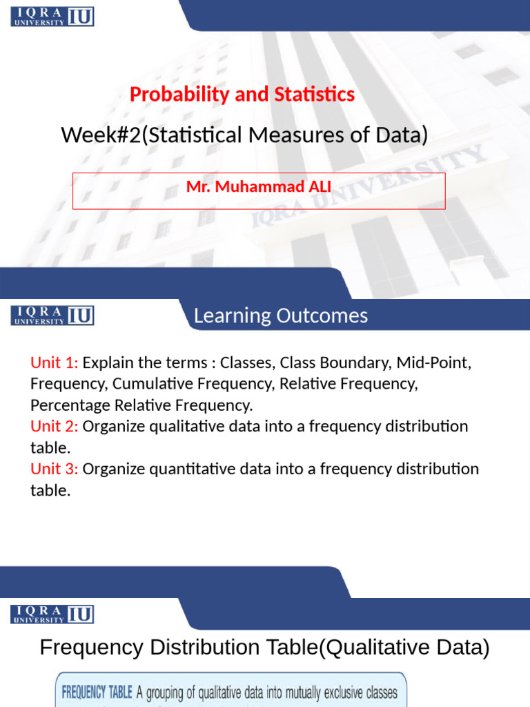 Week#2 P&S (Organizing Statistical Data) | PDF | Probability ...