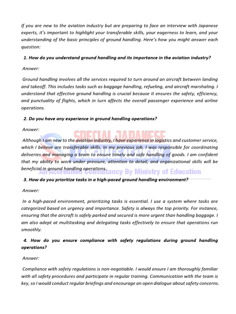 Interview Questions For Aviation Ground Handeling | PDF | Communication ...