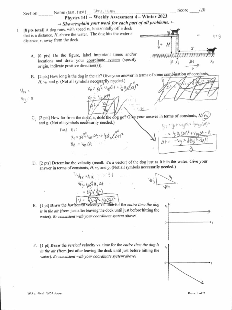 PHYS1, WA 4, Lilian Shen | PDF
